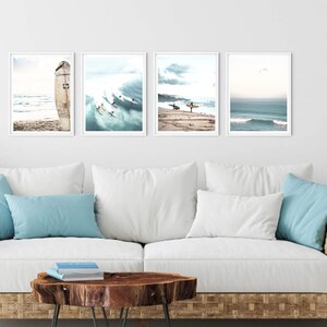Set of 4 Surfing Prints, Surf Ocean Waves Photo Printable Wall Art ...