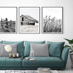 Farmhouse Black and White Set of 3 Photo Mailed Southwest Prints, Barn ...