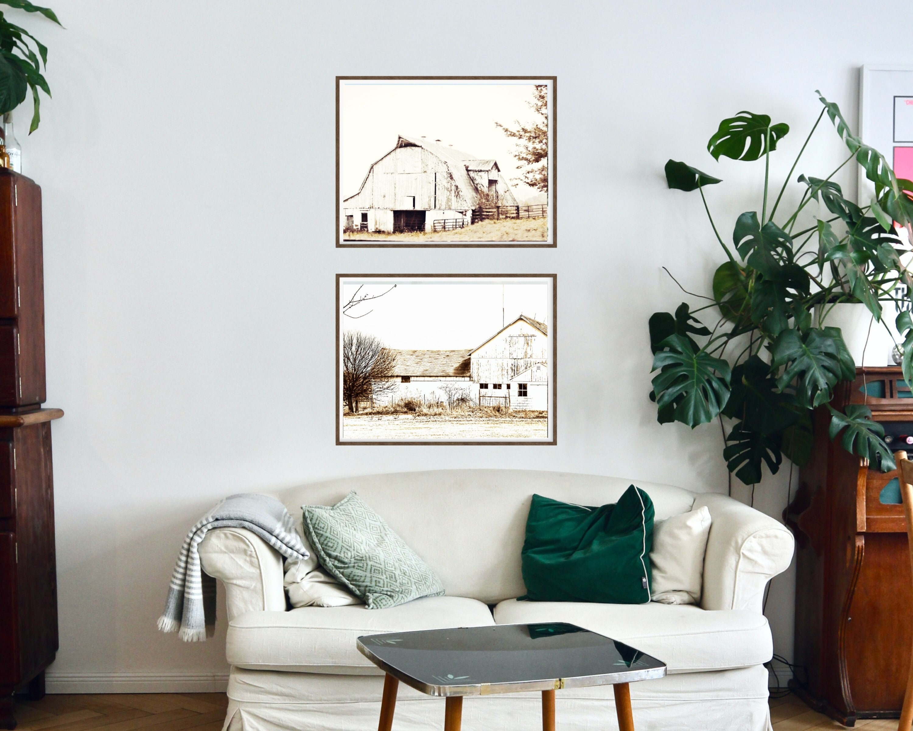 Set of 2 Old Barn Farmhouse Printable Wall Art White Barn - Etsy