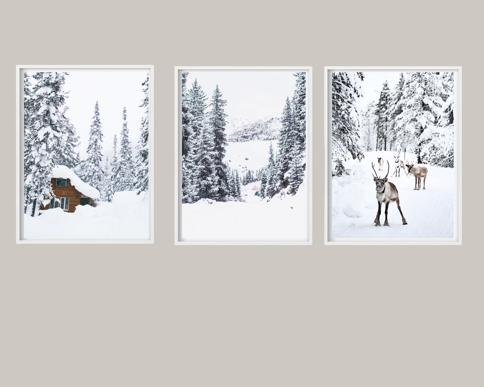 Winter Wonderland Set of 3 Printable Wall Art Snowy Forest - Etsy