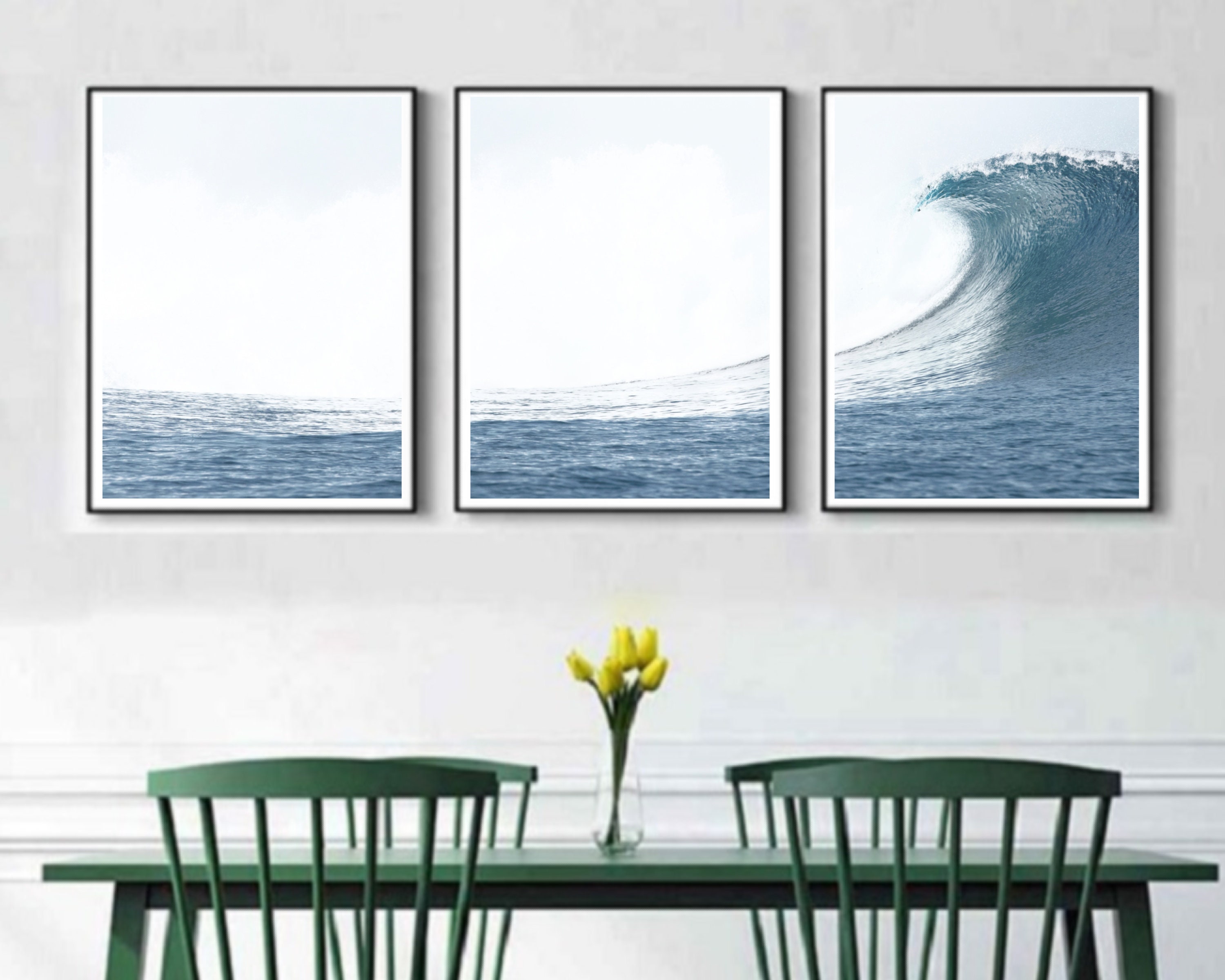 Big Wave Ocean Set of 3 Wall Art Mailed, Large Wave Surfing Wall Art ...