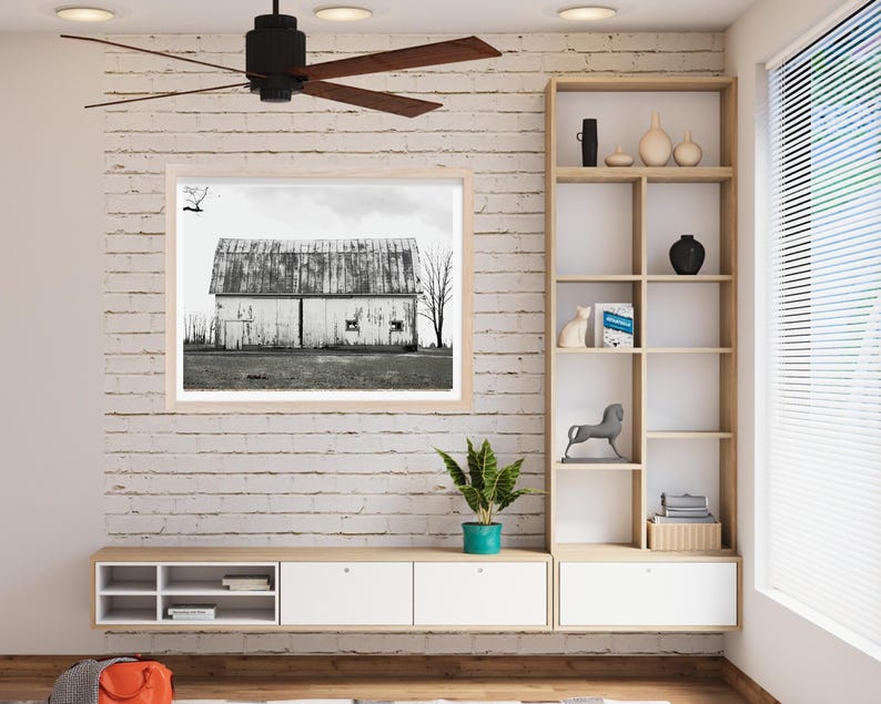 Farmhouse Black and White Printable Wall Art, Old Barn Southwest Print ...
