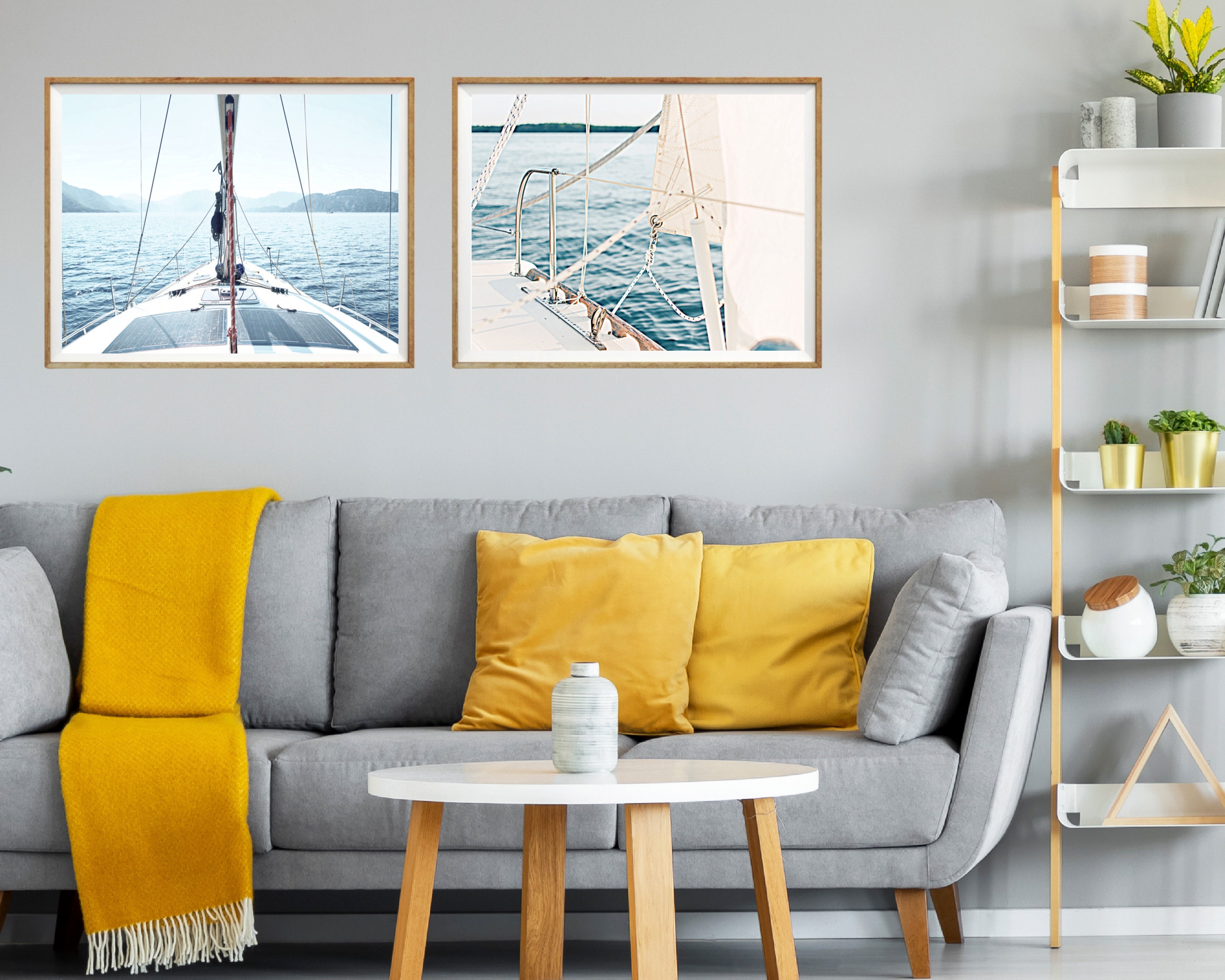Sailing Yacht Set of 2 Photo Printable Wall Art, Sailboat Ocean Print ...