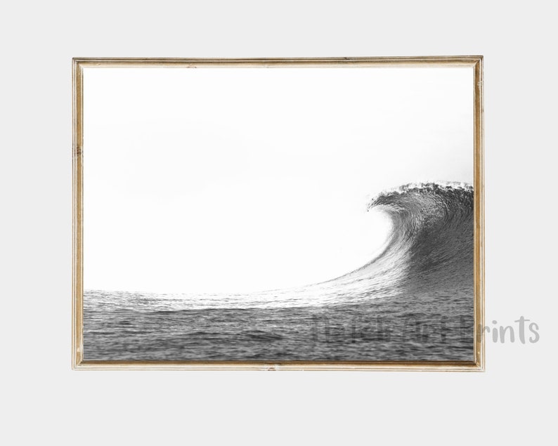 Big Wave Ocean Black and White Photo Printable Wall Art, Large Wave ...