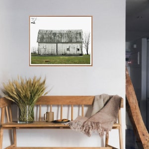Farmhouse Printable Wall Art, Old White Barn Photo, Country Landscape ...