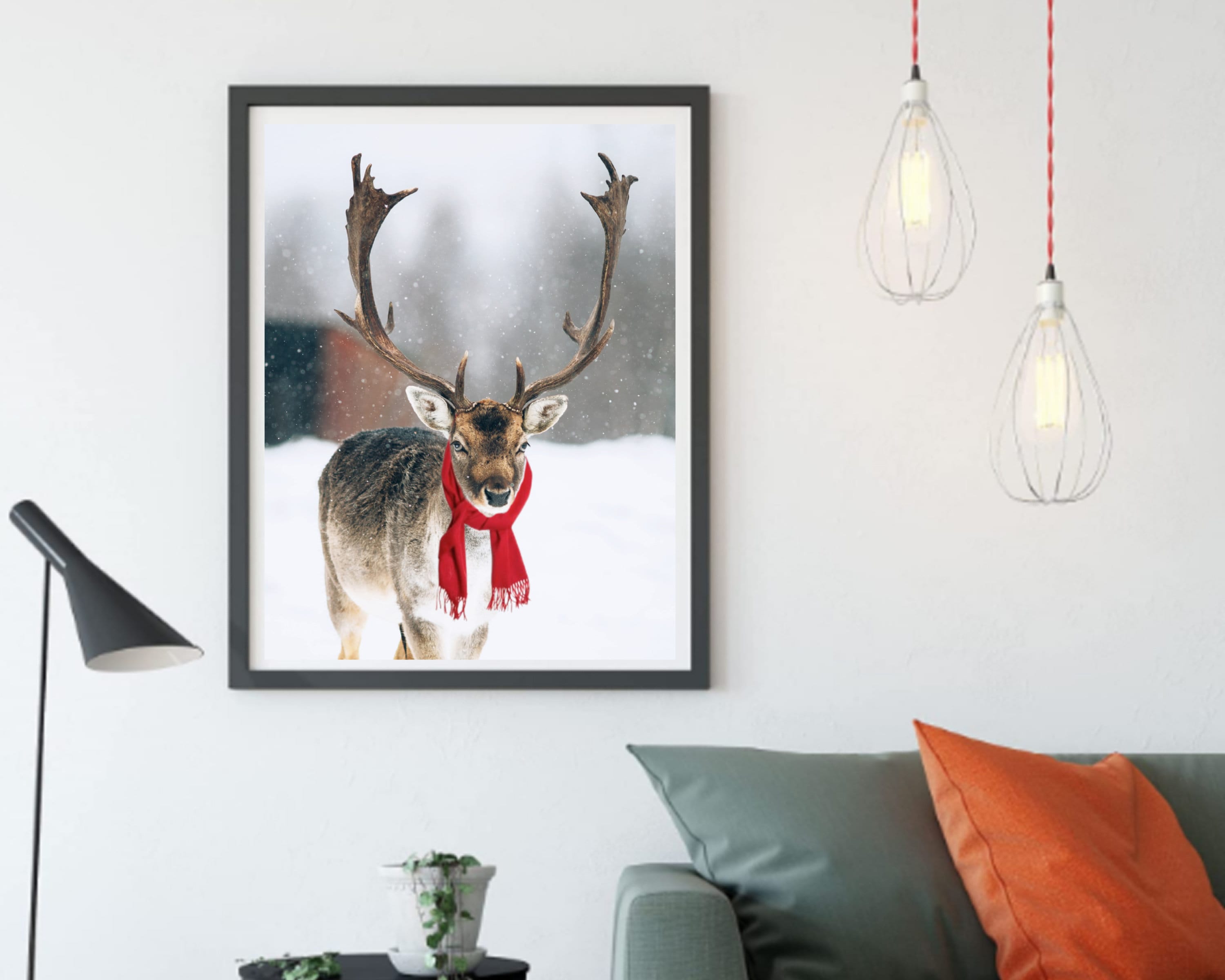 Winter Reindeer Photo Printable Wall Art Deer Christmas Print - Etsy