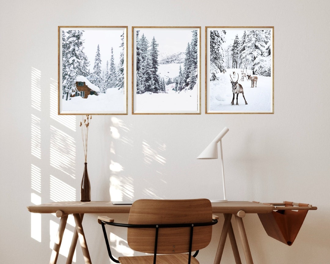 Winter Wonderland Set of 3 Printable Wall Art Snowy Forest - Etsy