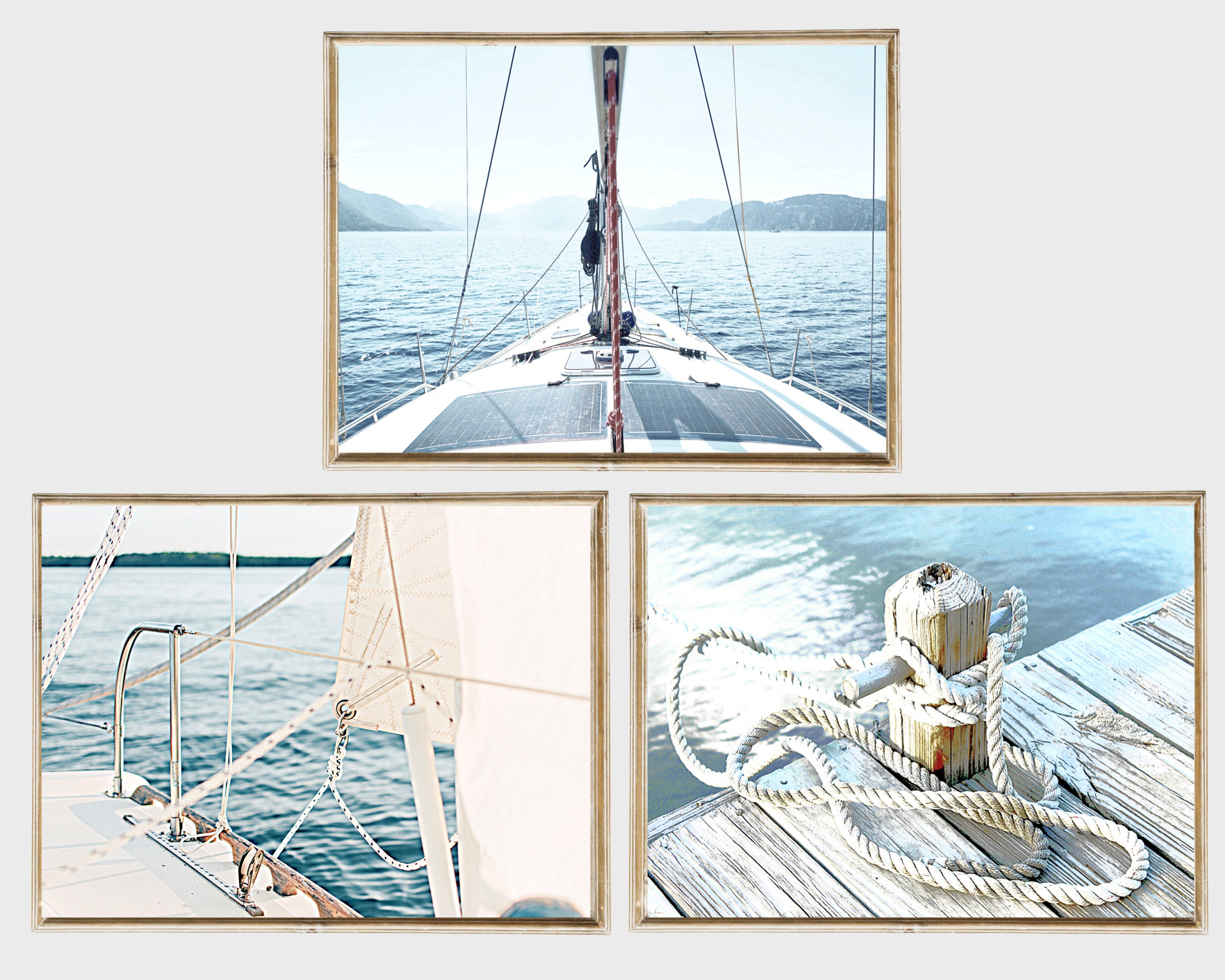 Sailing Yacht Set of 3 Photo Printable Wall Art Sailboat Ocean - Etsy