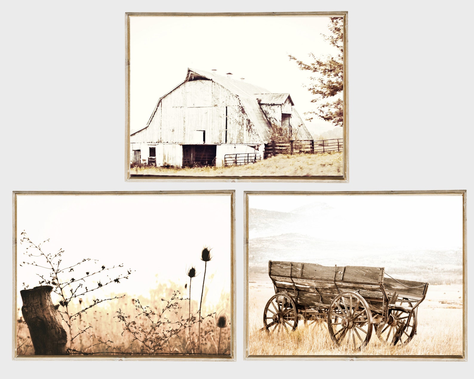 Rustic Farmhouse Set of 3 Photo Printable Barn Old Wagon - Etsy