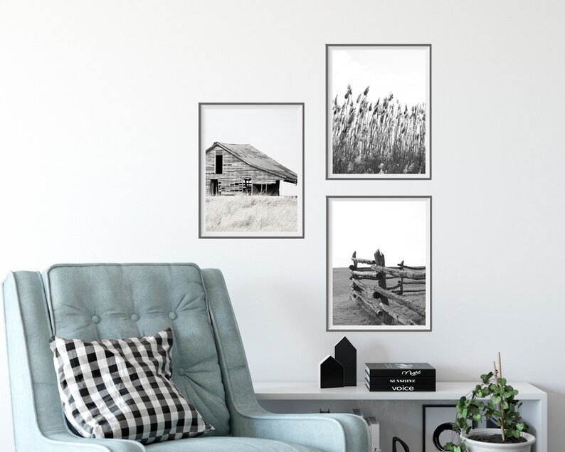 Farmhouse Black and White Set of 3 Photo Printable Wall Art | Etsy