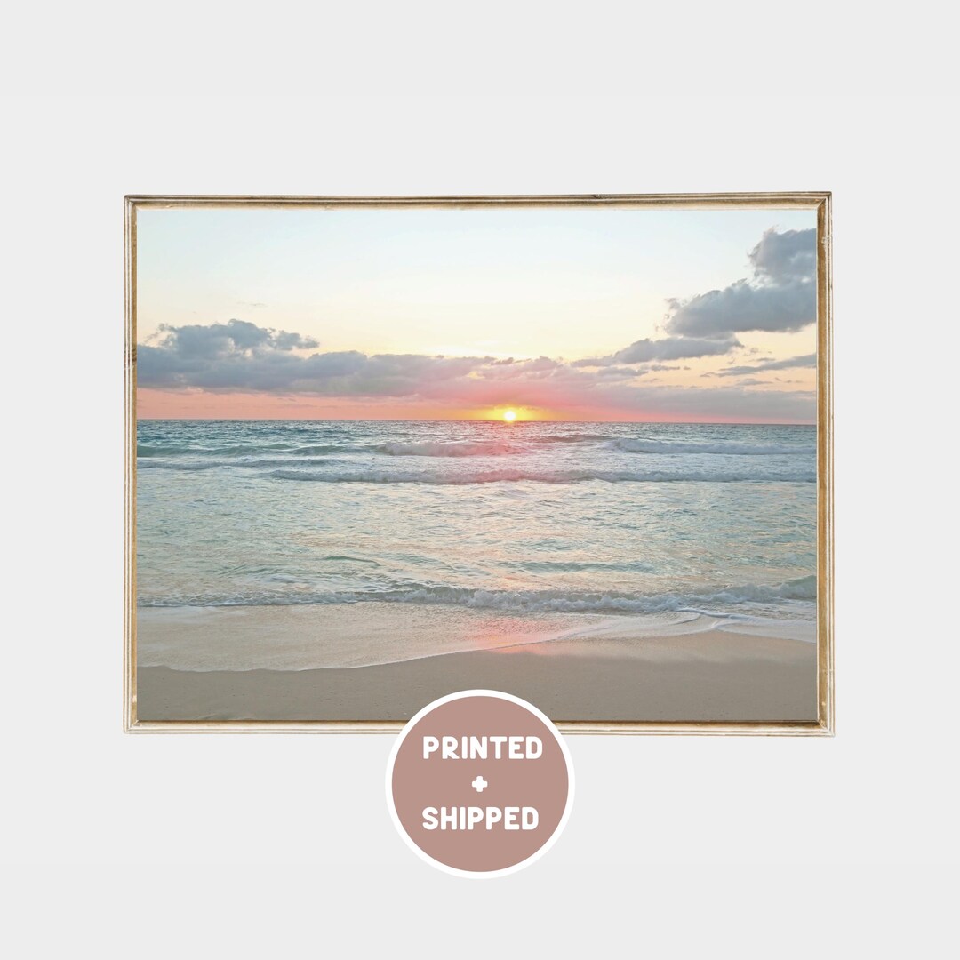 Ocean Pink Sunset Pastel Photo Shipped Pastel Beach Blush Sunset Print ...