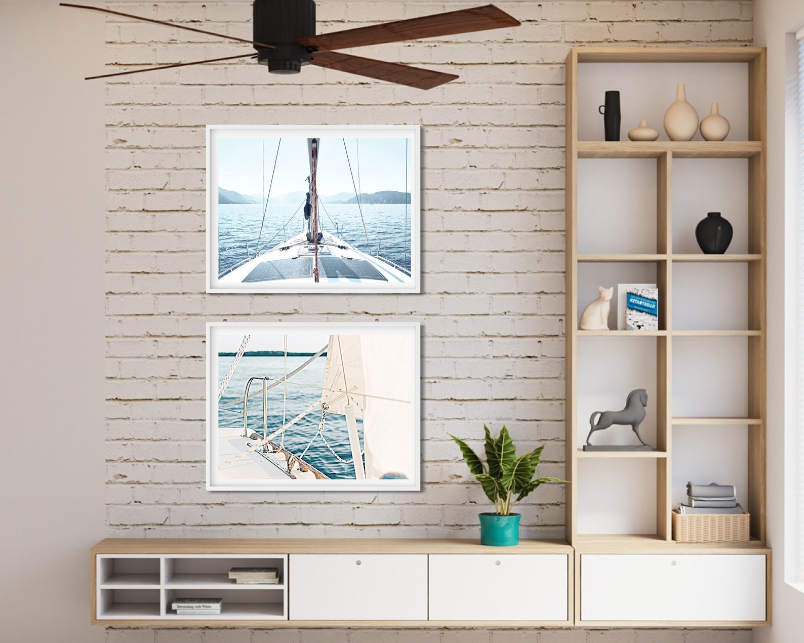Sailing Yacht Set of 2 Photo Printable Wall Art, Sailboat Ocean Print ...
