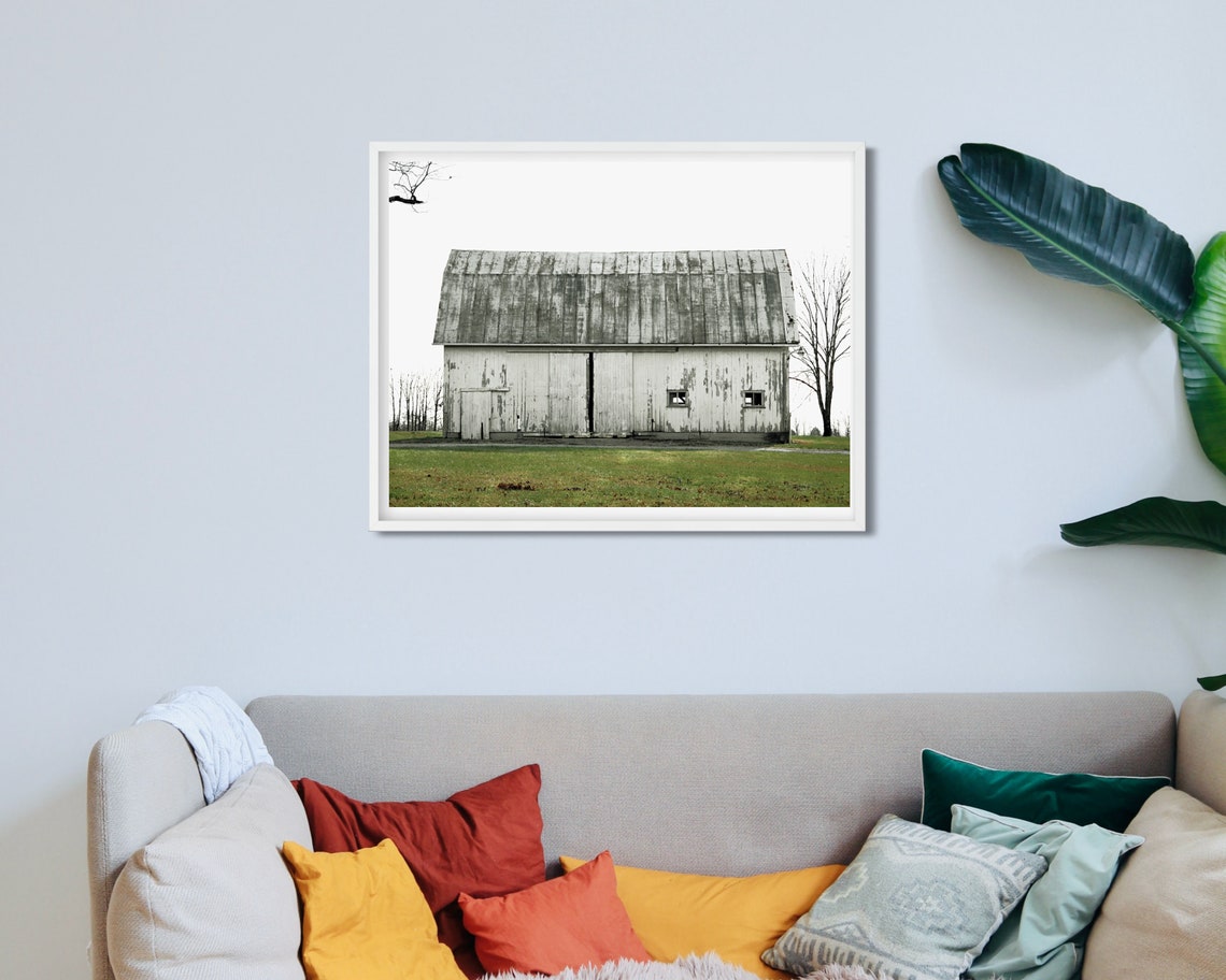 Farmhouse Printable Wall Art Old White Barn Photo Country - Etsy