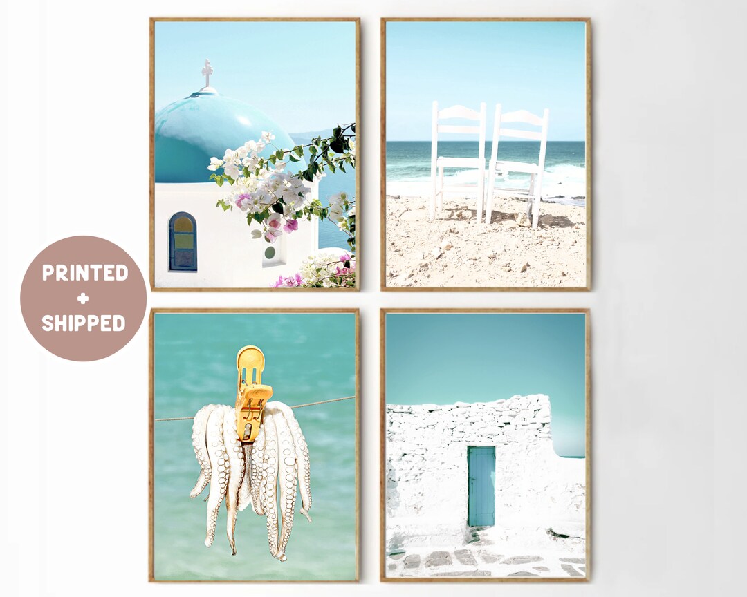 Greek Islands Photo Set of 4 Printed and Shipped, Gallery Wall Art ...