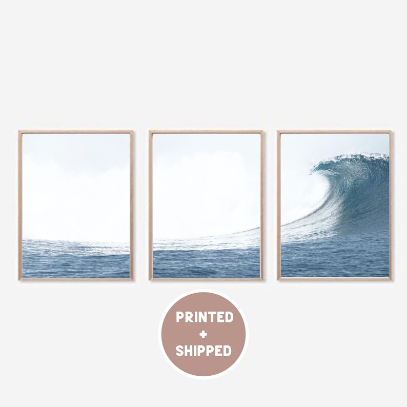 Big Wave Ocean Set of 3 Wall Art Mailed, Large Wave Surfing Wall Art ...