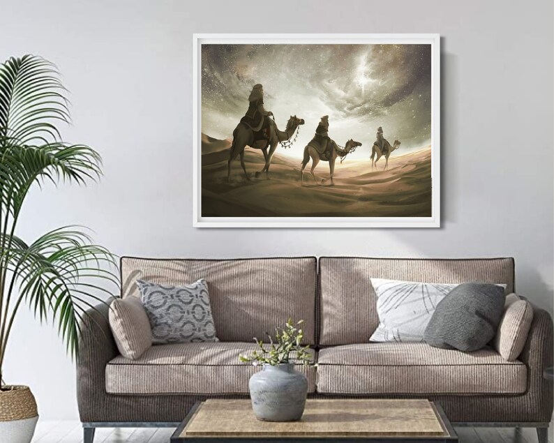 Three Wise Men Christmas Print Mailed, Three Kings and Star Wall Art ...