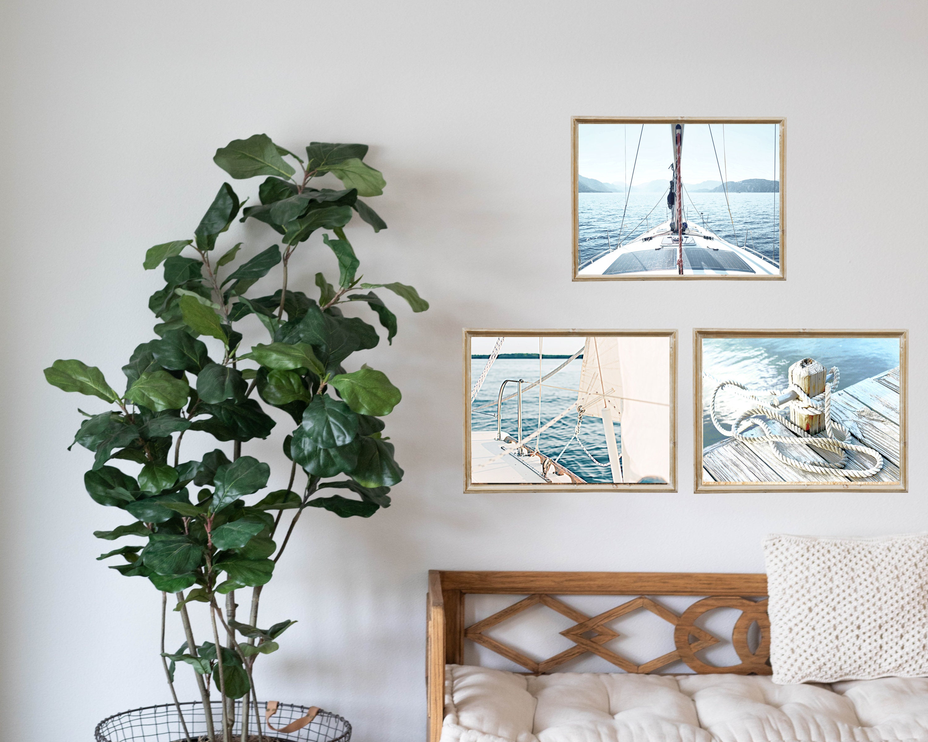 Sailing Yacht Set of 3 Photo Mailed Wall Art Sailboat Ocean Print ...