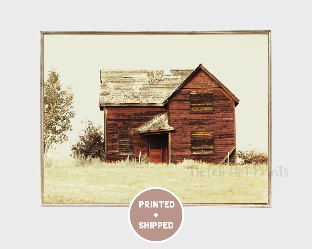 Red Barn Landscape Print Mailed Old Wood Barn Home Wall Art Farmhouse ...