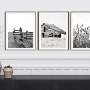 Farmhouse Black and White Set of 3 Photo Printable Wall Art Barn Fence ...