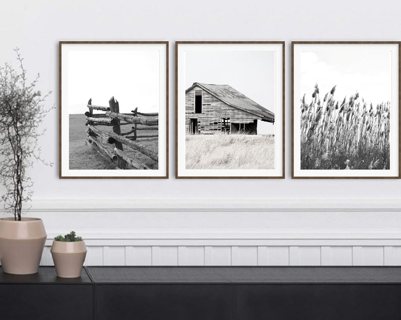 Farmhouse Black and White Set of 3 Photo Printable Wall Art | Etsy