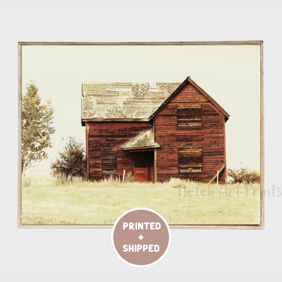 Red Barn Landscape Print Mailed Old Wood Barn Home Wall Art Farmhouse ...