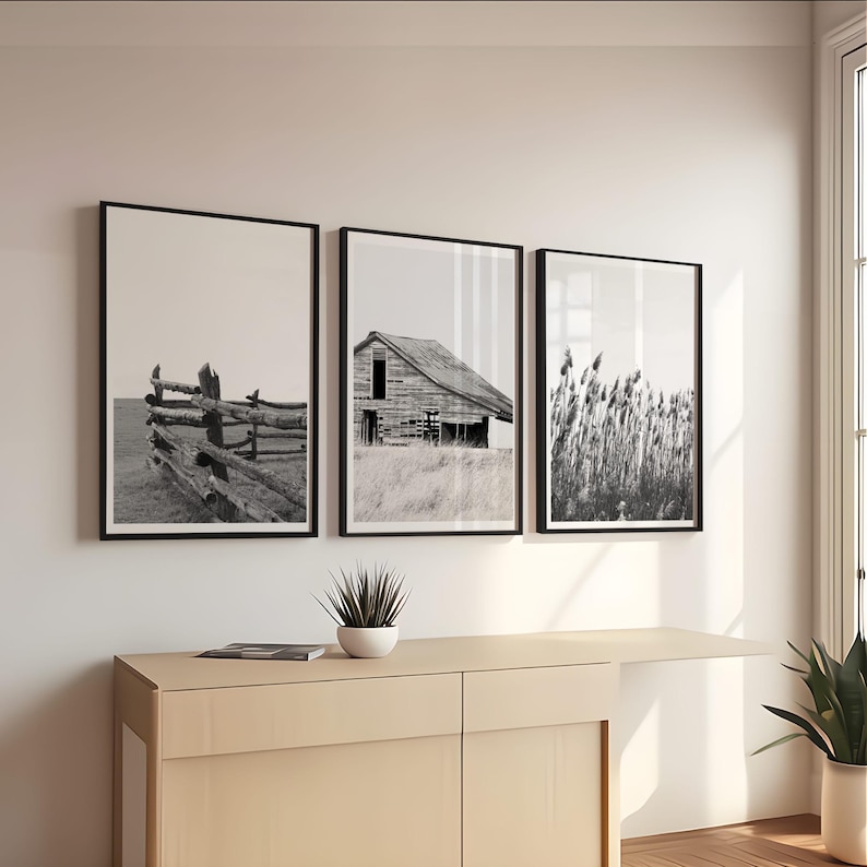 Farmhouse Black and White Set of 3 Photo Printable or Mailed, Southwest ...