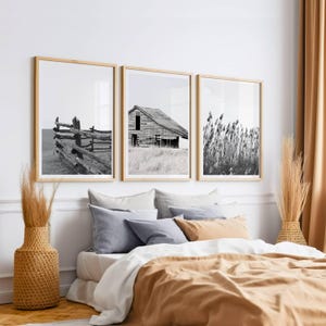 Farmhouse Black and White Set of 3 Photo Mailed Southwest Prints, Barn ...
