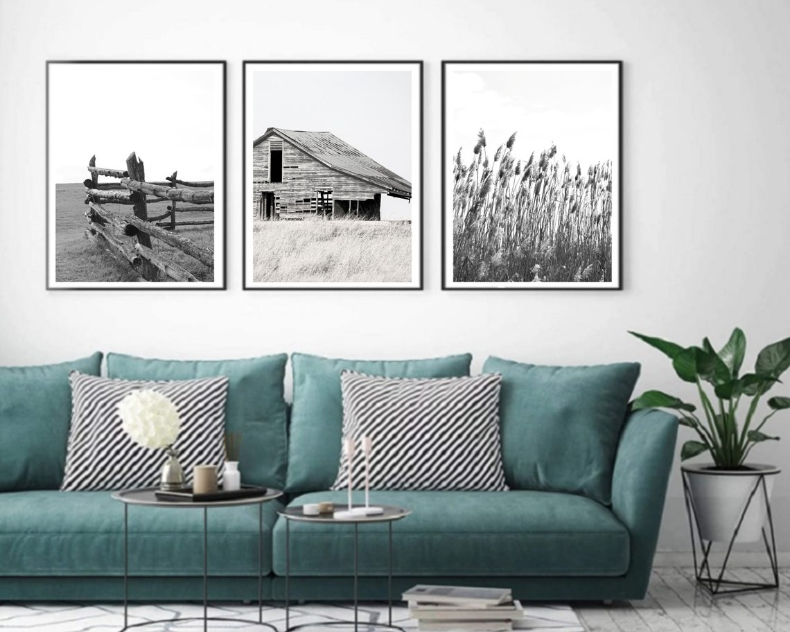 Farmhouse Black and White Set of 3 Photo Printable Wall Art | Etsy