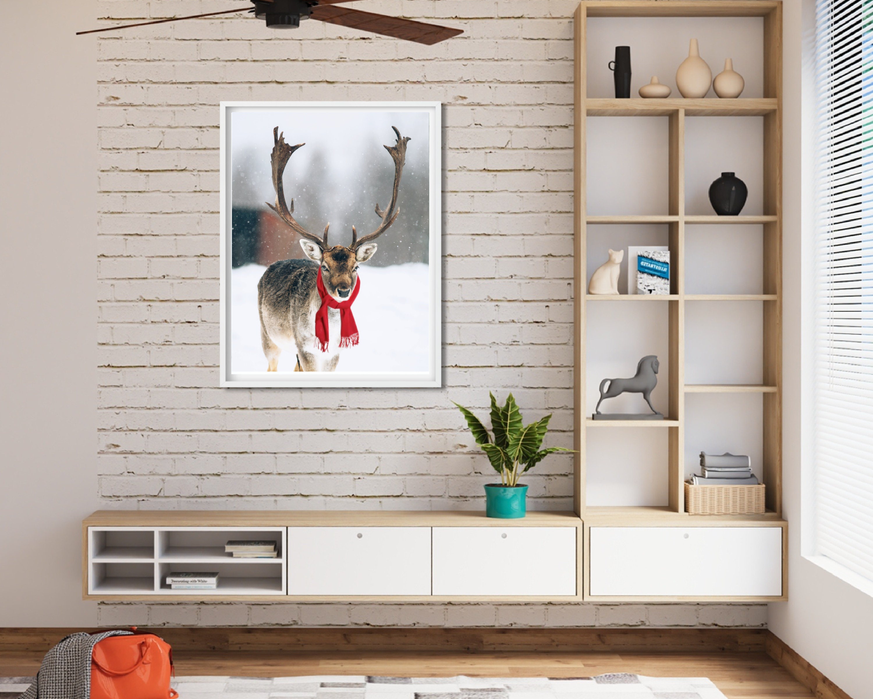 Winter Reindeer Photo Printable Wall Art Deer Christmas Print - Etsy