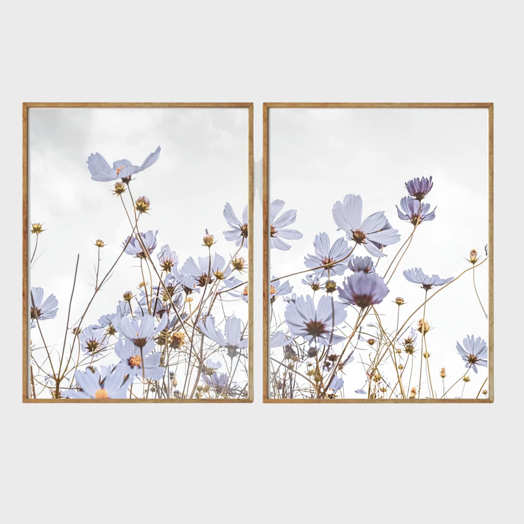 Blue Wildflowers Set of 2 Photo Printable, Flower Field Farmhouse Print ...