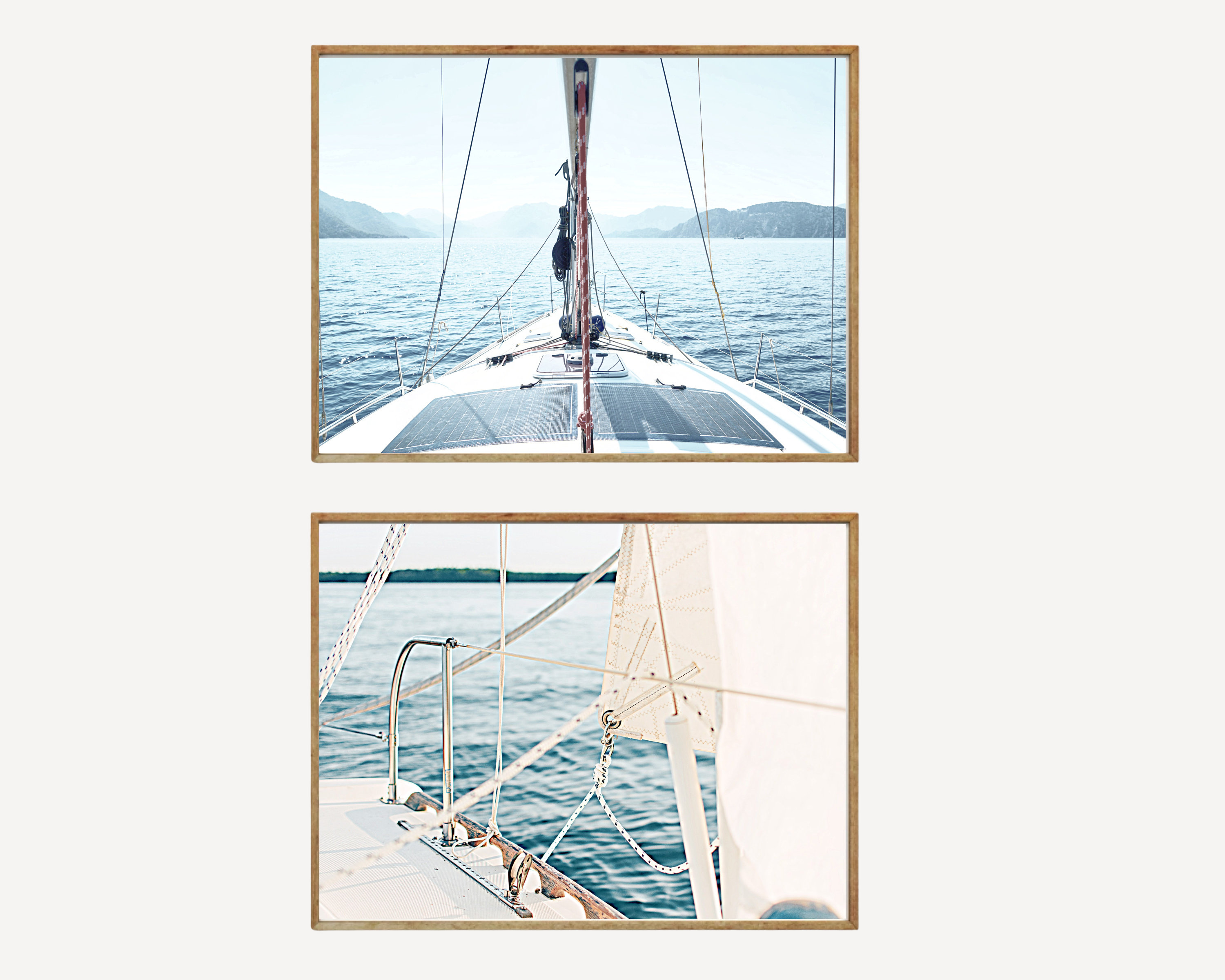 Sailing Yacht Set of 2 Photo Printable Wall Art, Sailboat Ocean Print ...
