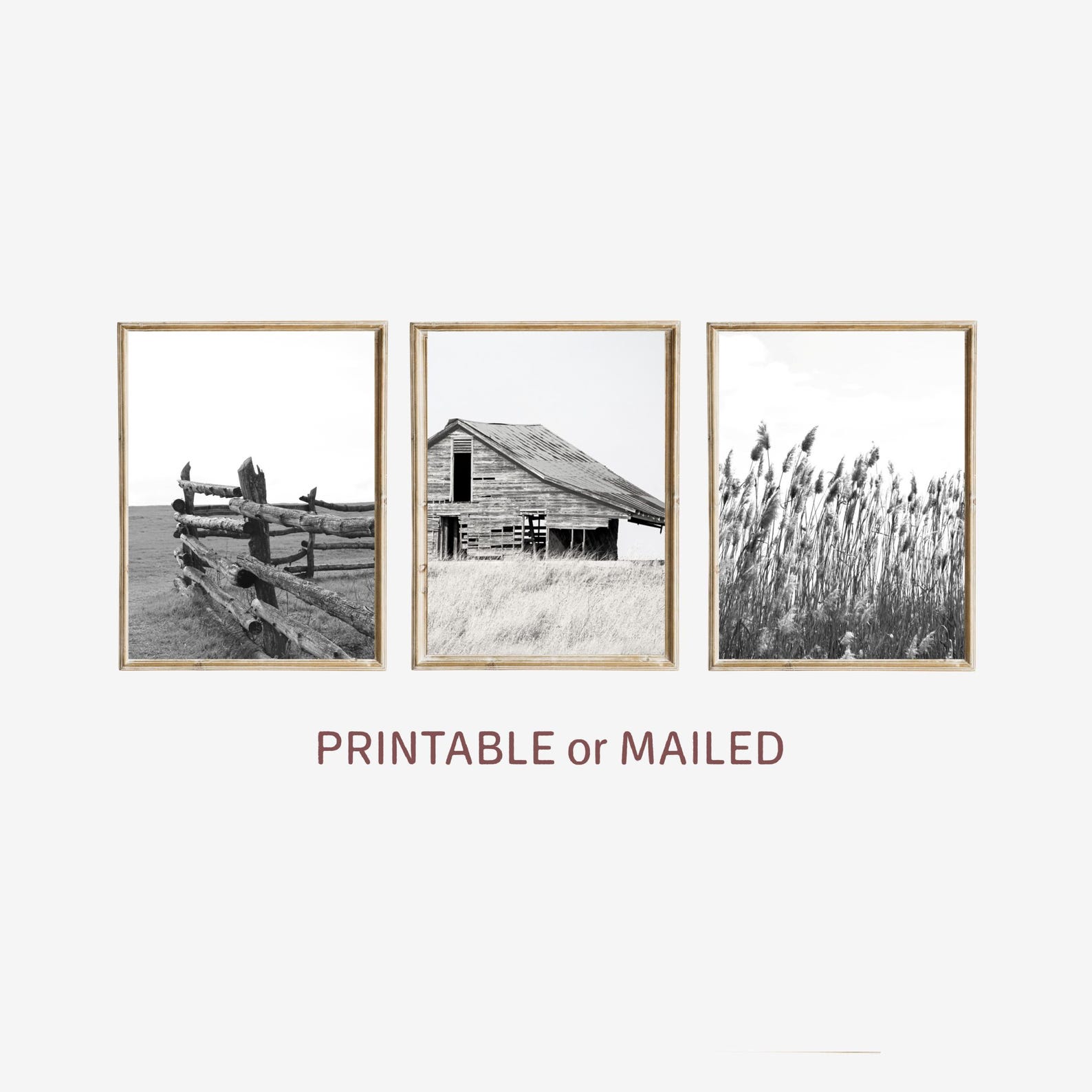 Farmhouse Black and White Set of 3 Photo Printable or Mailed, Southwest ...
