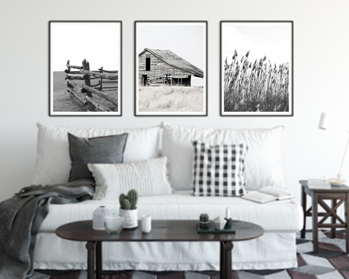 Farmhouse Black and White Set of 3 Photo Printable Wall Art | Etsy