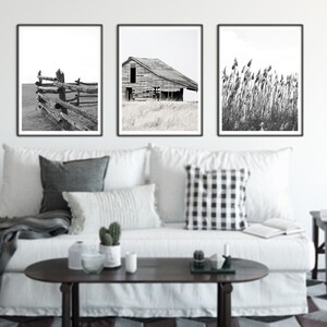Farmhouse Black and White Set of 3 Photo Printable Wall Art Barn Fence ...