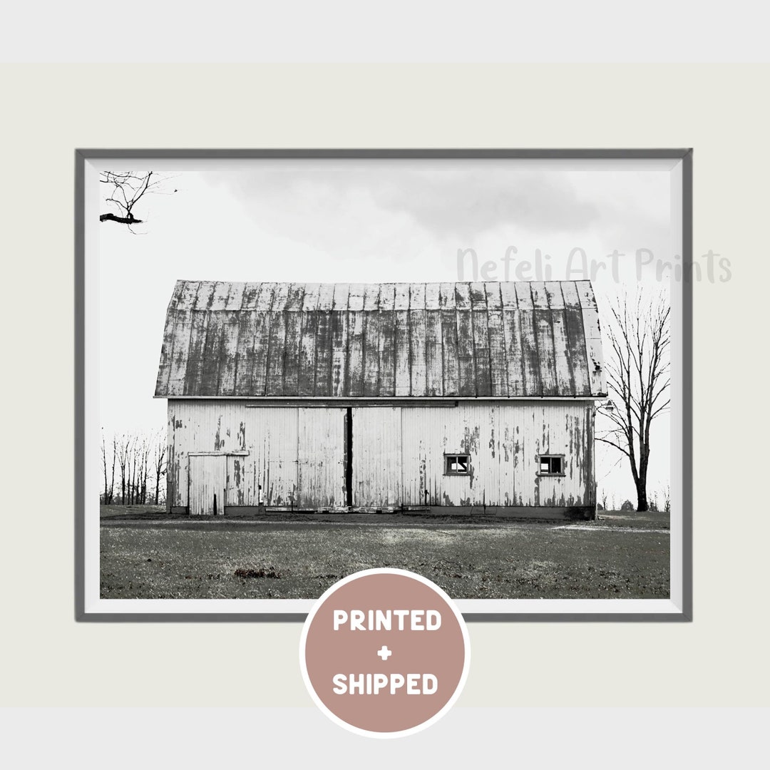 Farmhouse Black and White Shipped Print Old Wood Barn Southwest Photo ...