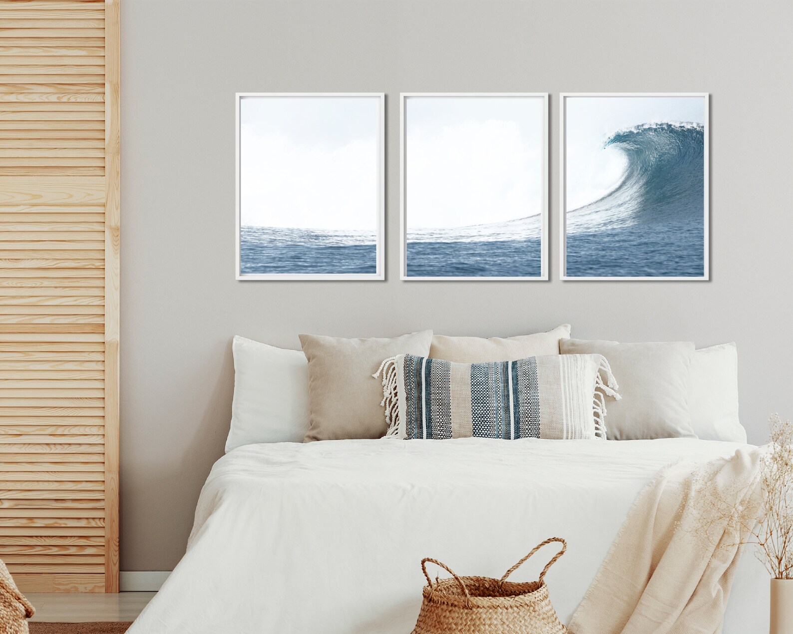 Big Wave Ocean Set of 3 Wall Art Mailed, Large Wave Surfing Wall Art ...