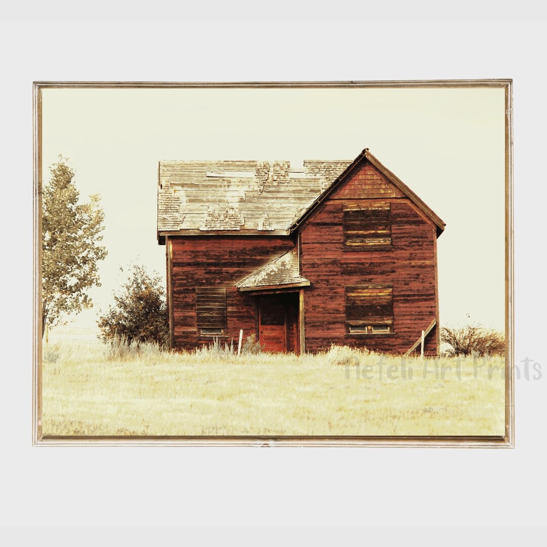 Red Barn Landscape Printable Wall Art Old Wood Barn Print Farmhouse ...