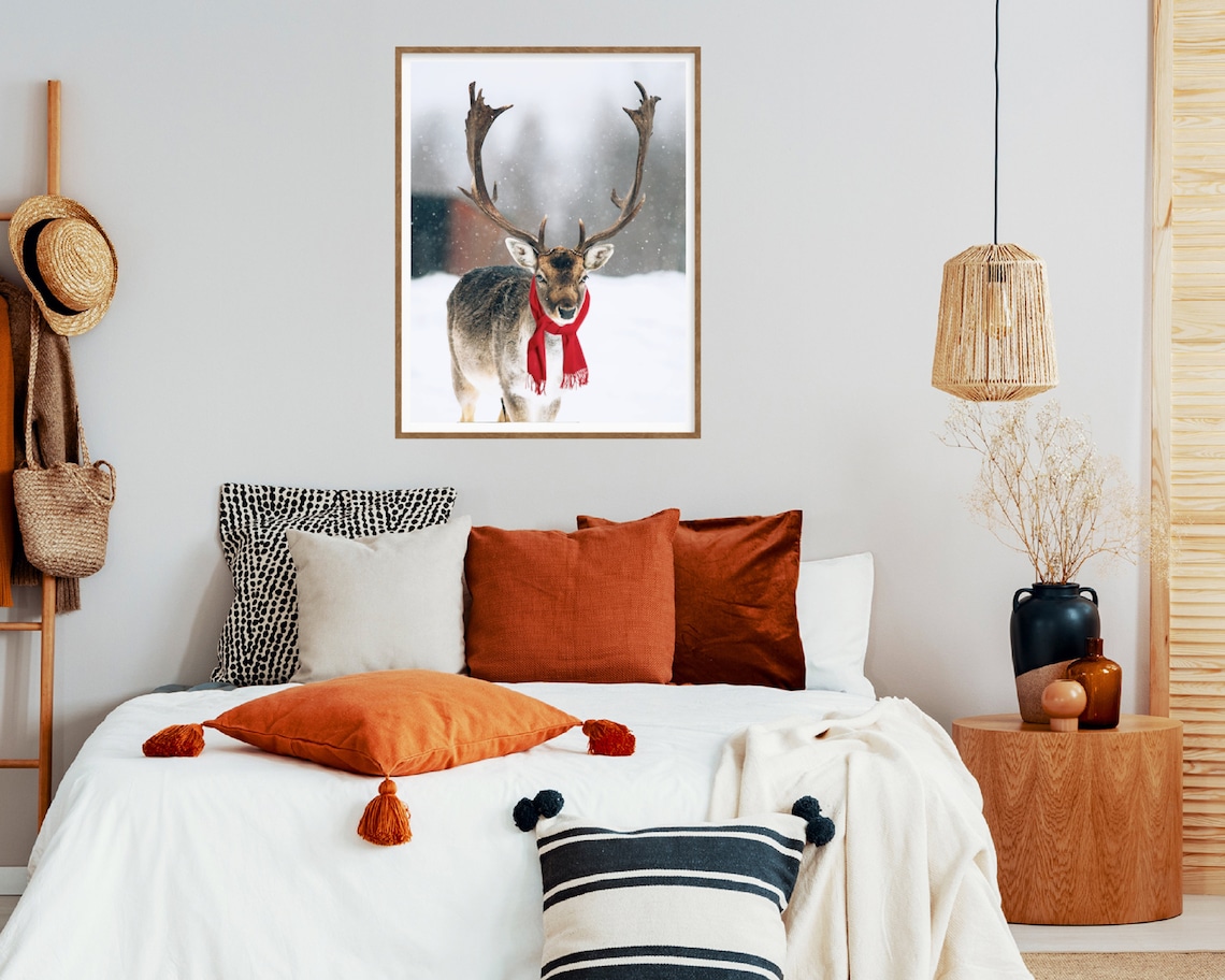 Winter Reindeer Photo Printable Wall Art Deer Christmas Print - Etsy