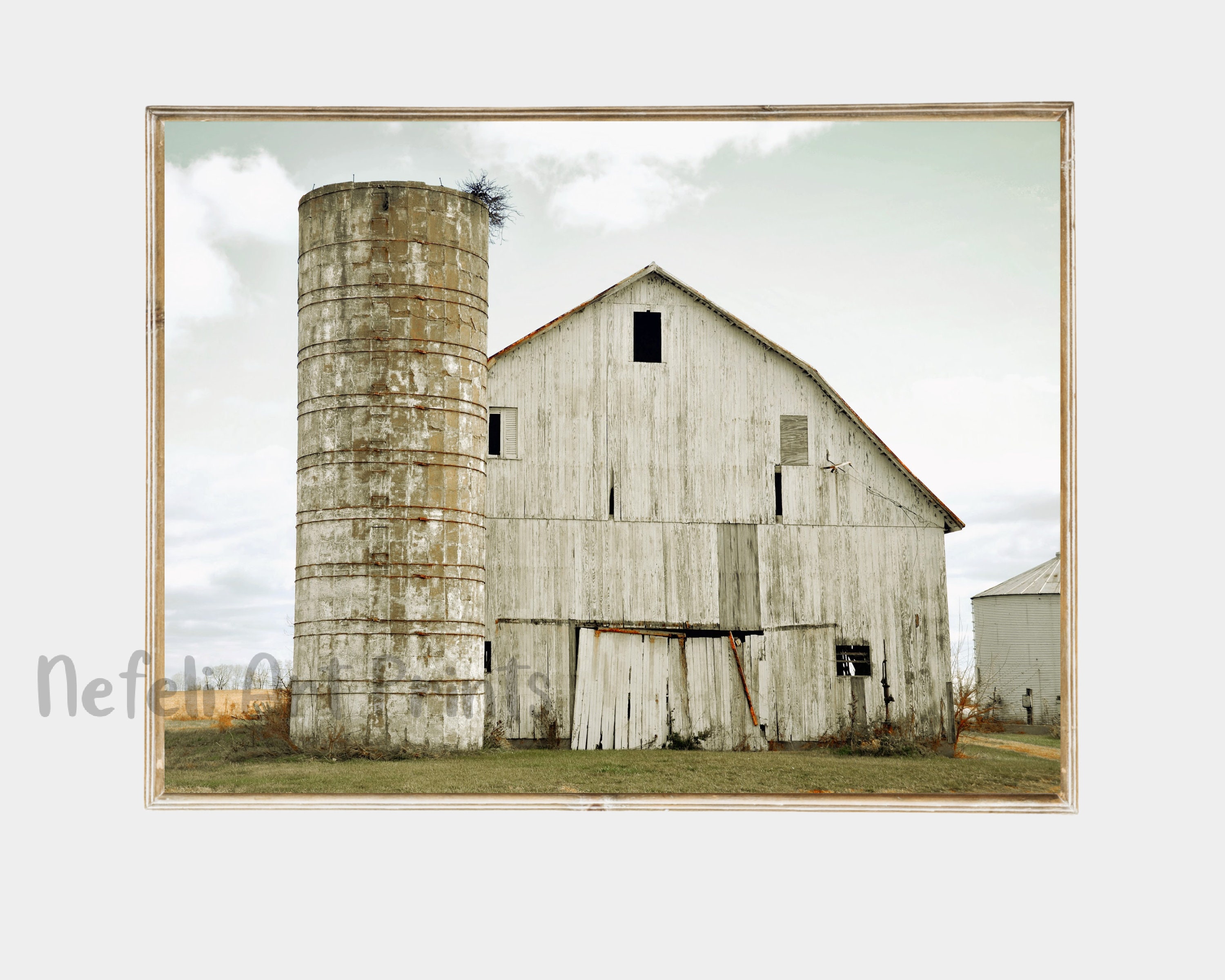 Farmhouse Old Barn Set of 2 Prints White Barn Printable Wall - Etsy