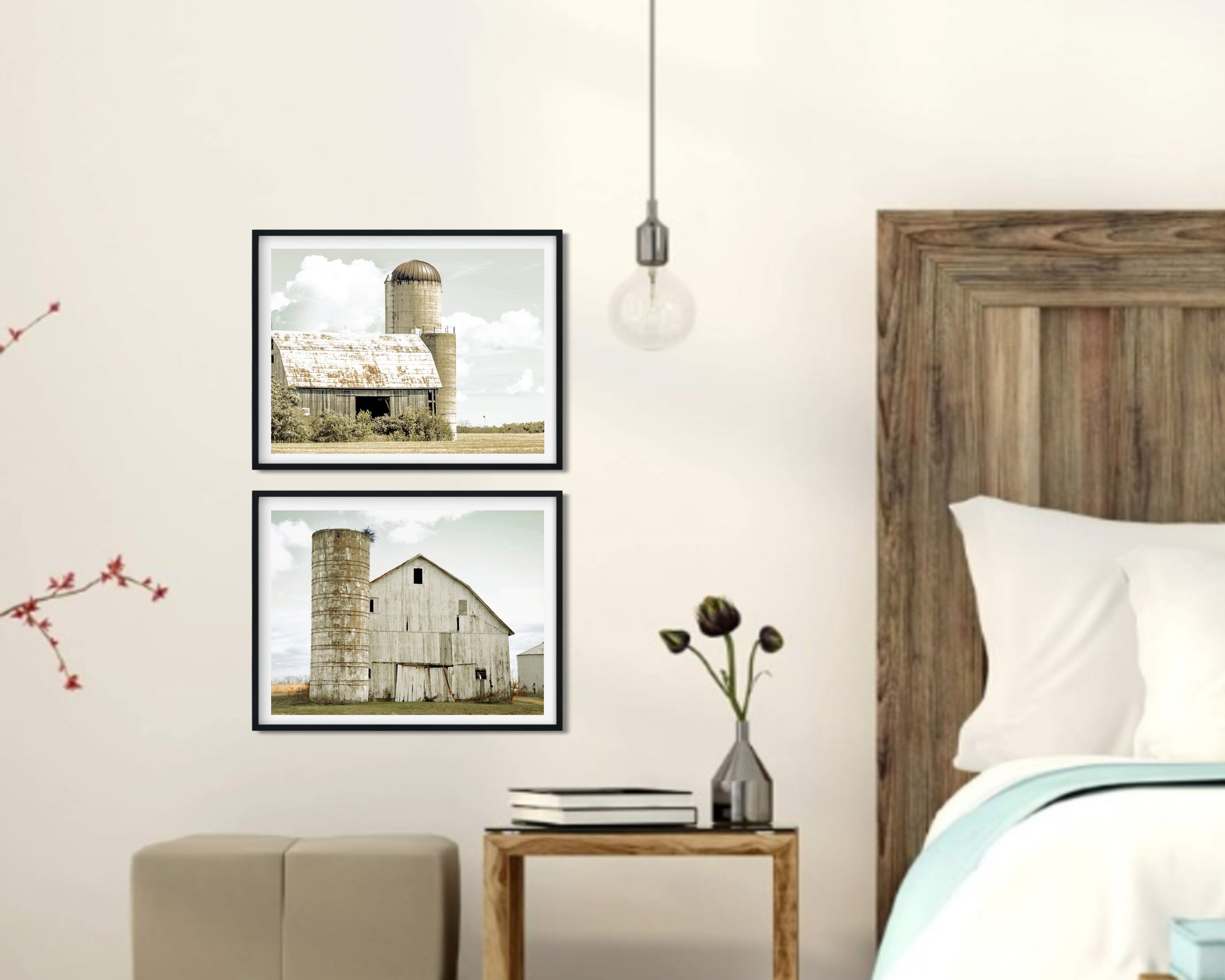 Farmhouse Old Barn Set of 2 Prints White Barn Printable Wall - Etsy