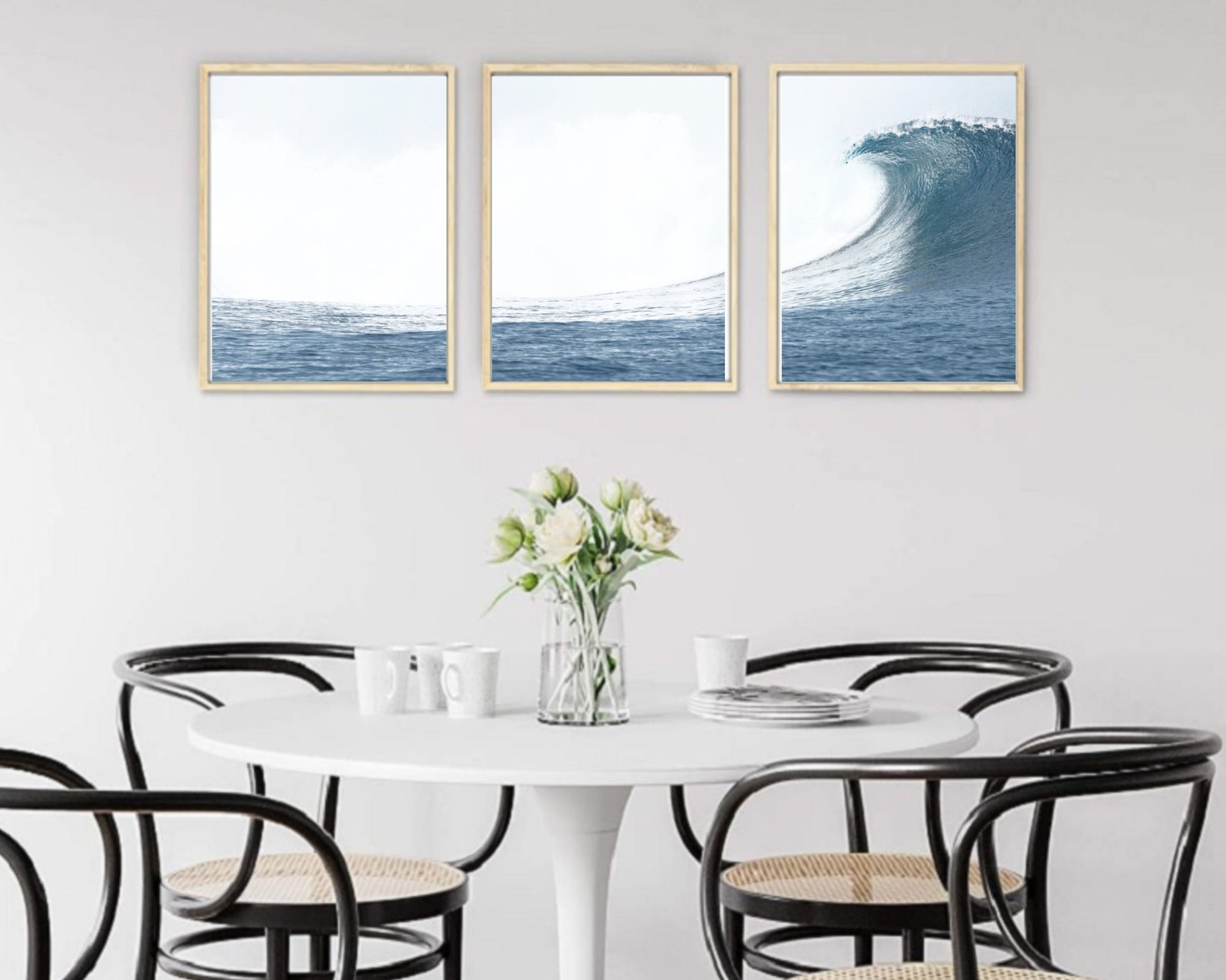 Big Wave Ocean Set of 3 Wall Art Mailed, Large Wave Surfing Wall Art ...