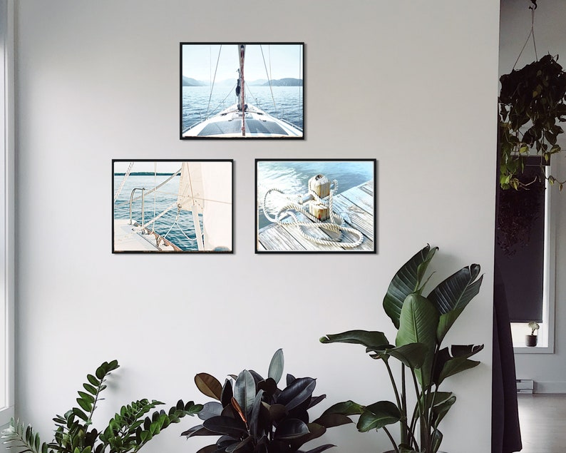 Sailing Yacht Set of 3 Photo Mailed Wall Art Sailboat Ocean Print ...