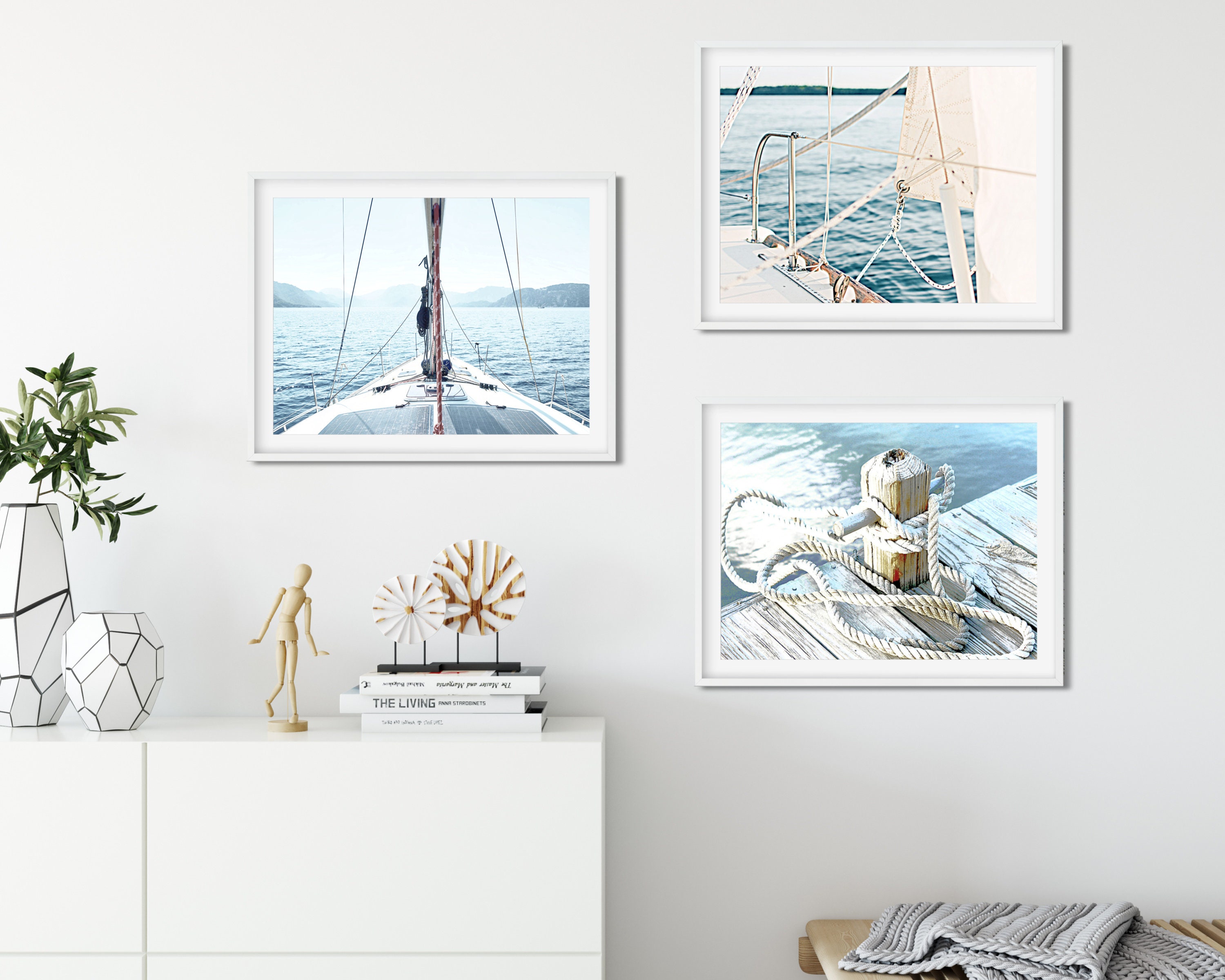Sailing Yacht Set of 3 Photo Mailed Wall Art Sailboat Ocean Print ...