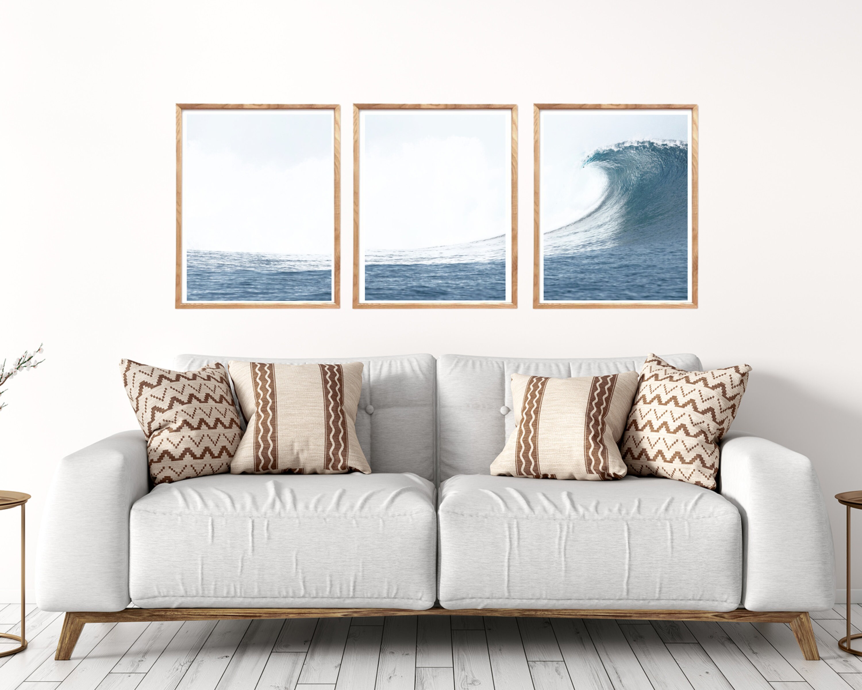Big Wave Ocean Set of 3 Wall Art Mailed, Large Wave Surfing Wall Art ...