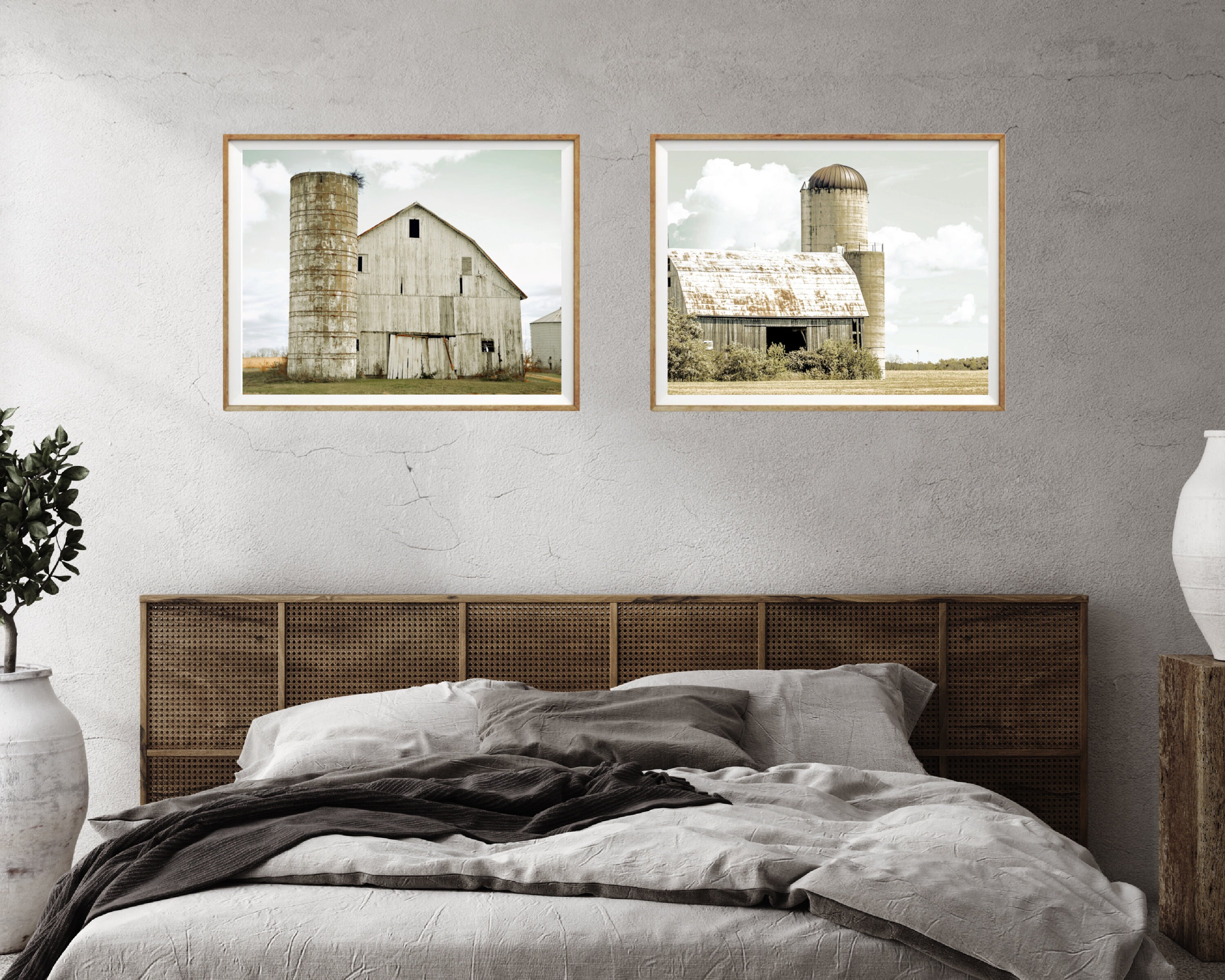 Farmhouse Old Barn Set of 2 Prints White Barn Printable Wall - Etsy