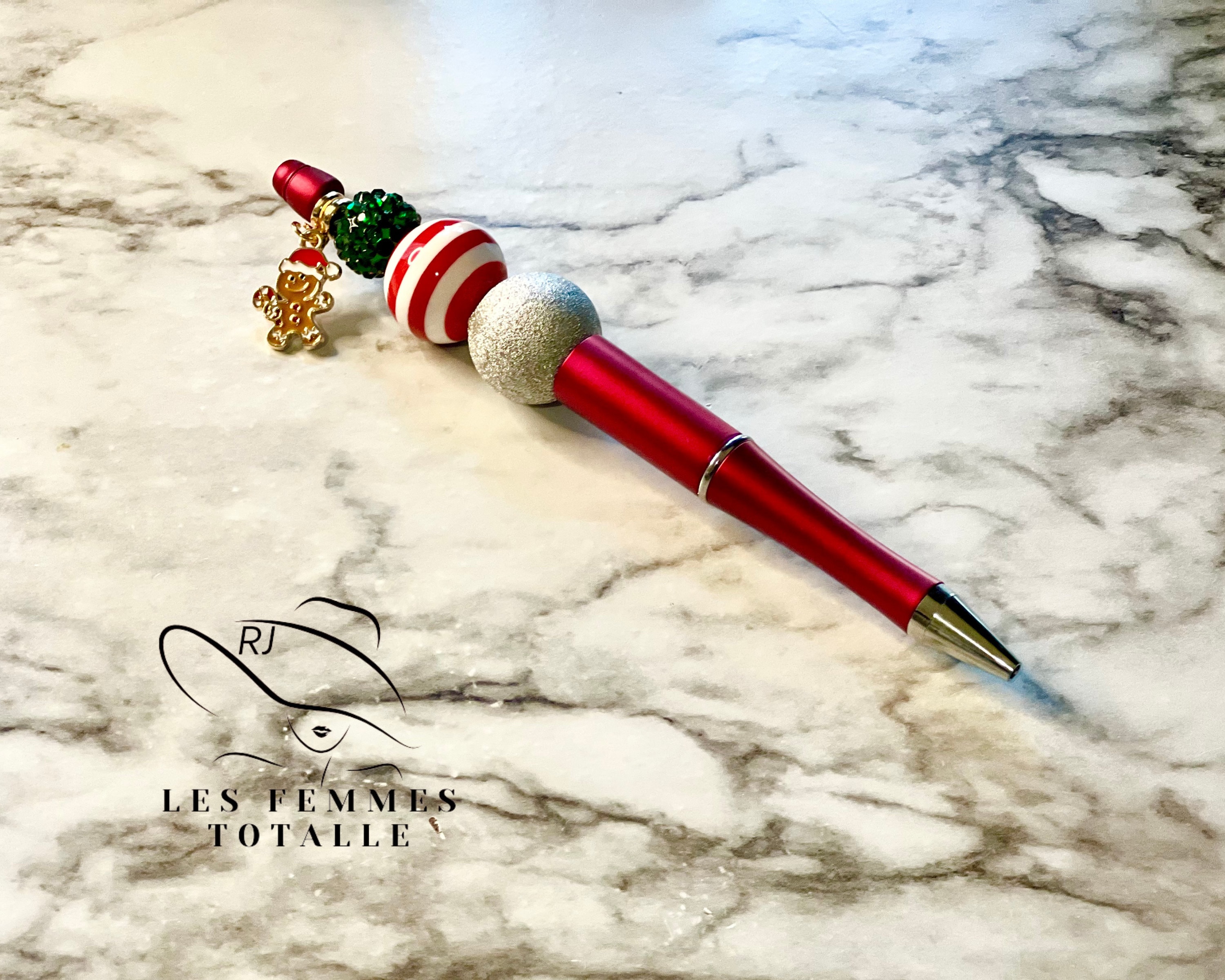 Beaded Pens, Stylish Pens, Custom Pen, Winter Pens, Gingerbread Pen ...