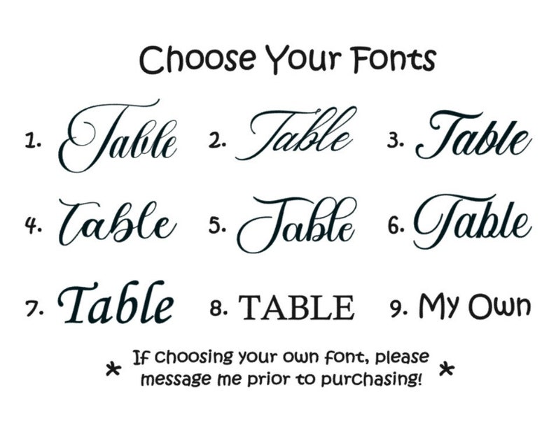Bulk Table Number Decal, Wedding Table Number Stickers, Seating Chart ...