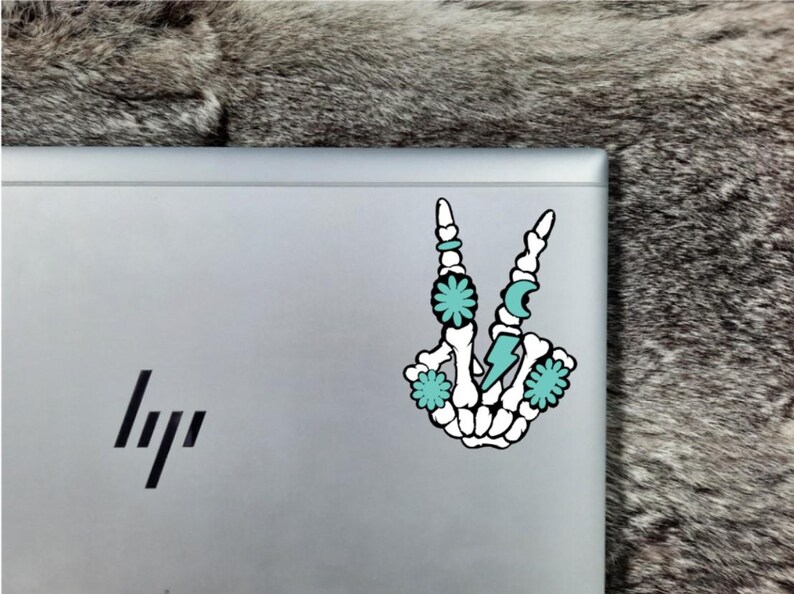 Western Skeleton Peace Sign Decal, Western Rock on Skeleton With ...