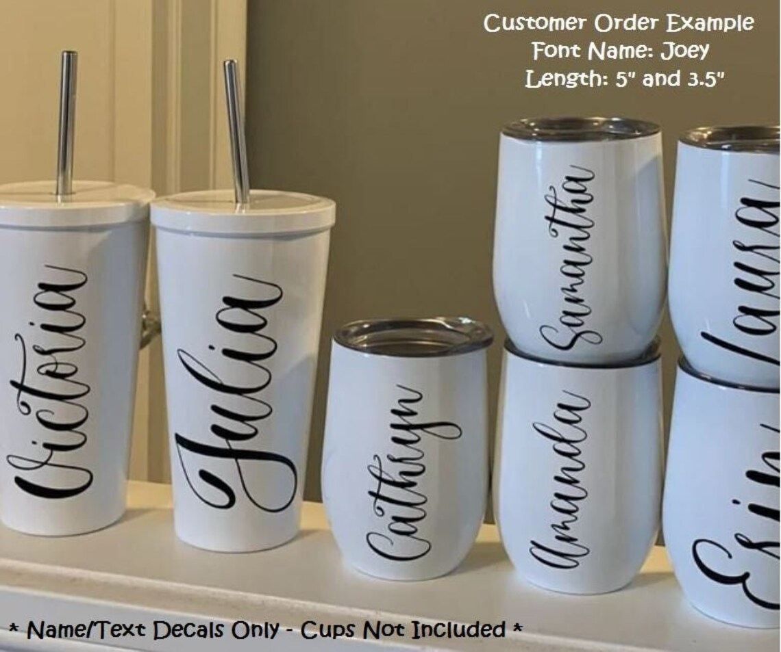 Bulk Custom Text Decal for Tumblers, Name Decal for Coffee Mug ...