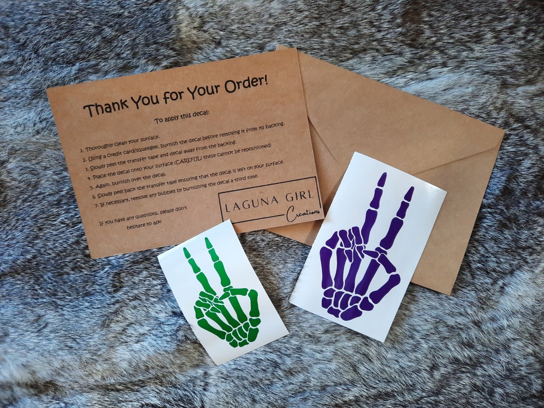 Custom Skeleton J Wave Decal, Skeleton Peace Sign Sitcker, Skeleton ...